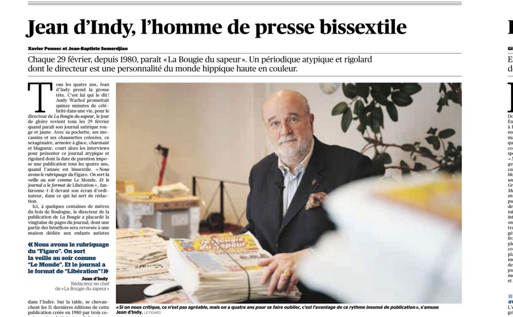 Le Figaro : "Jean d’Indy, l’homme de presse bissextile, directeur de La ...
