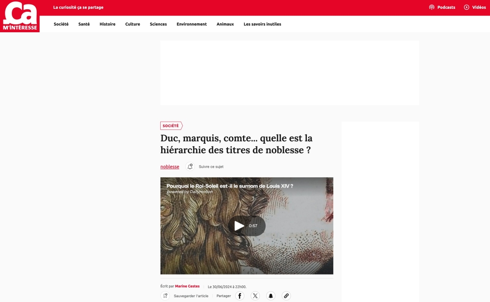 This interests me: "Duke, marquis, count... what is the hierarchy of titles of nobility?"