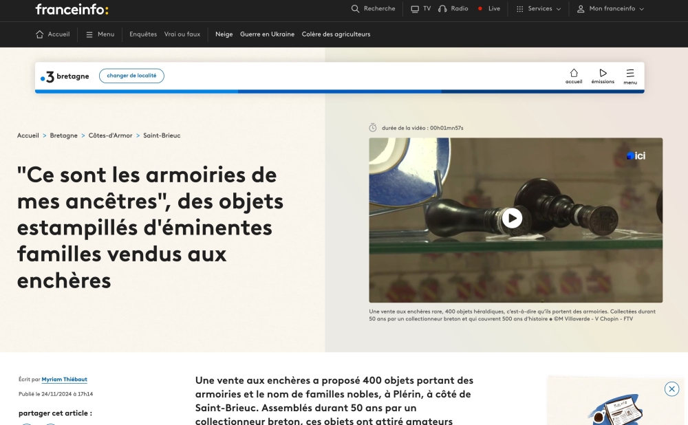 France 3: ""These are the coats of arms of my ancestors", objects ...