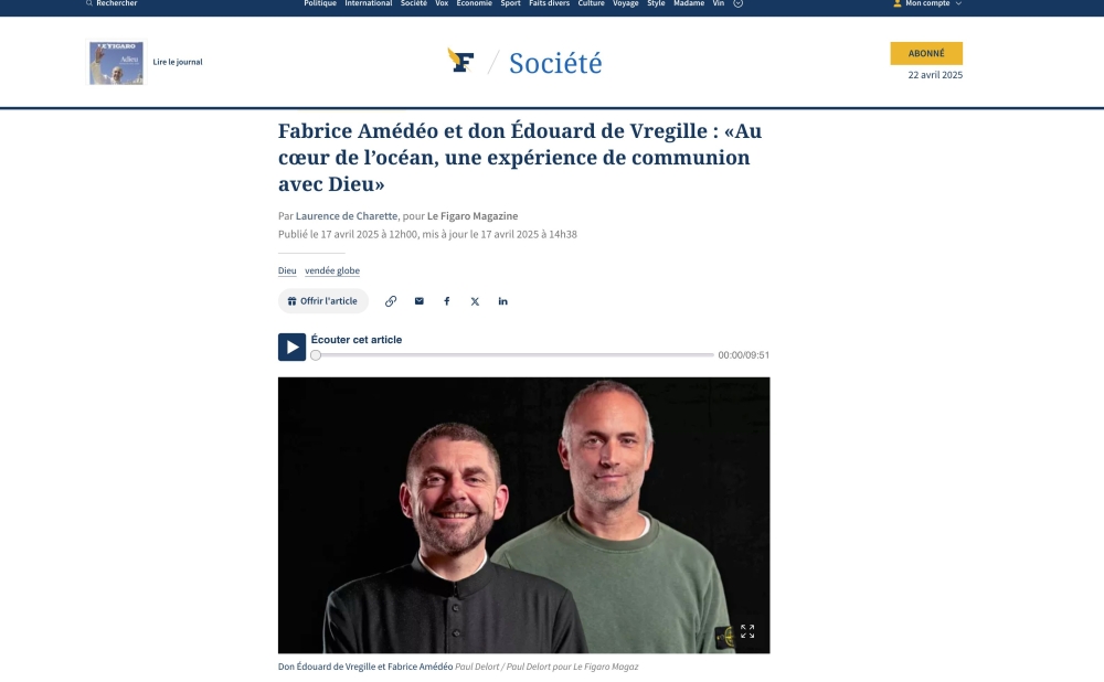 Le Figaro : "Fabrice Amédéo et don Édouard de Vregille : «Au cœur de l ...