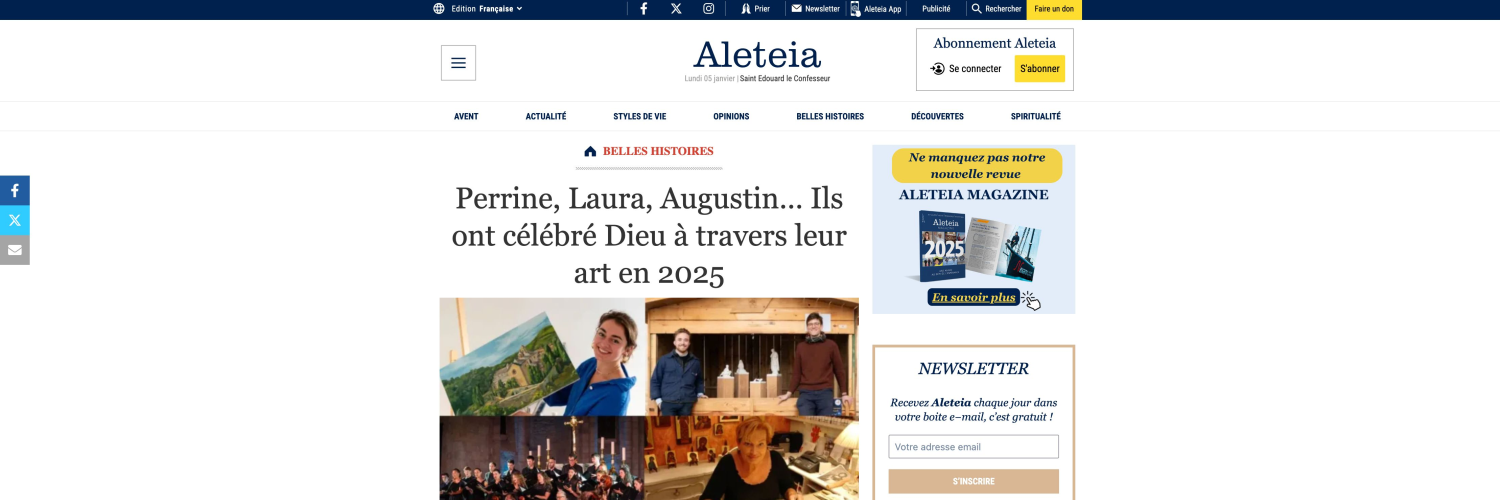 Aleteia : "Perrine, Laura, Augustin… Ils ont célébré Dieu à travers ...